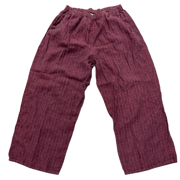 Flax | Pants & Jumpsuits | Flax Red Crosshatch Grid Pattern Linen Pants ...